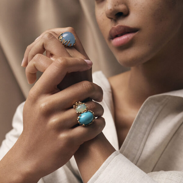 OLE LYNGGAARD RING BOHO DOBBEL TURQUOISE OG OPAL | Gullsmedhellman.no